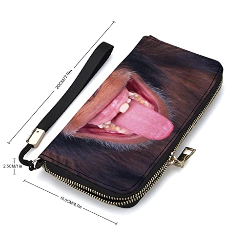 FunnyStar Big Monkey Orangotan Face Women's Long RFID Hand Wallet Wristlet Clutch Purse PU Leather Handbag with Wrist Strap