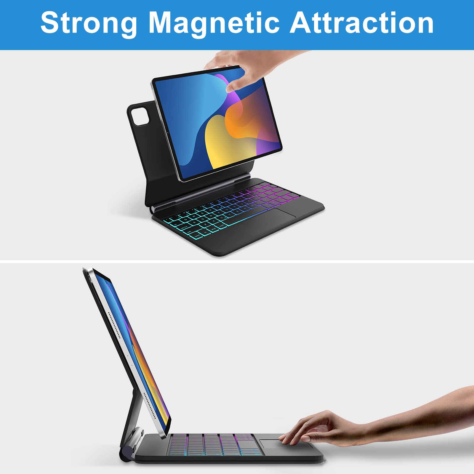 Magic Keyboard Case for iPad Air 11 inch M2 2024 & iPad Pro 11 Inch (4th/3rd/2nd/1st Gen), iPad Air 5th/4th Generation Case with Keyboard, Floating Cantilever Stand, Multi-Touch Trackpad, Backlit Keys