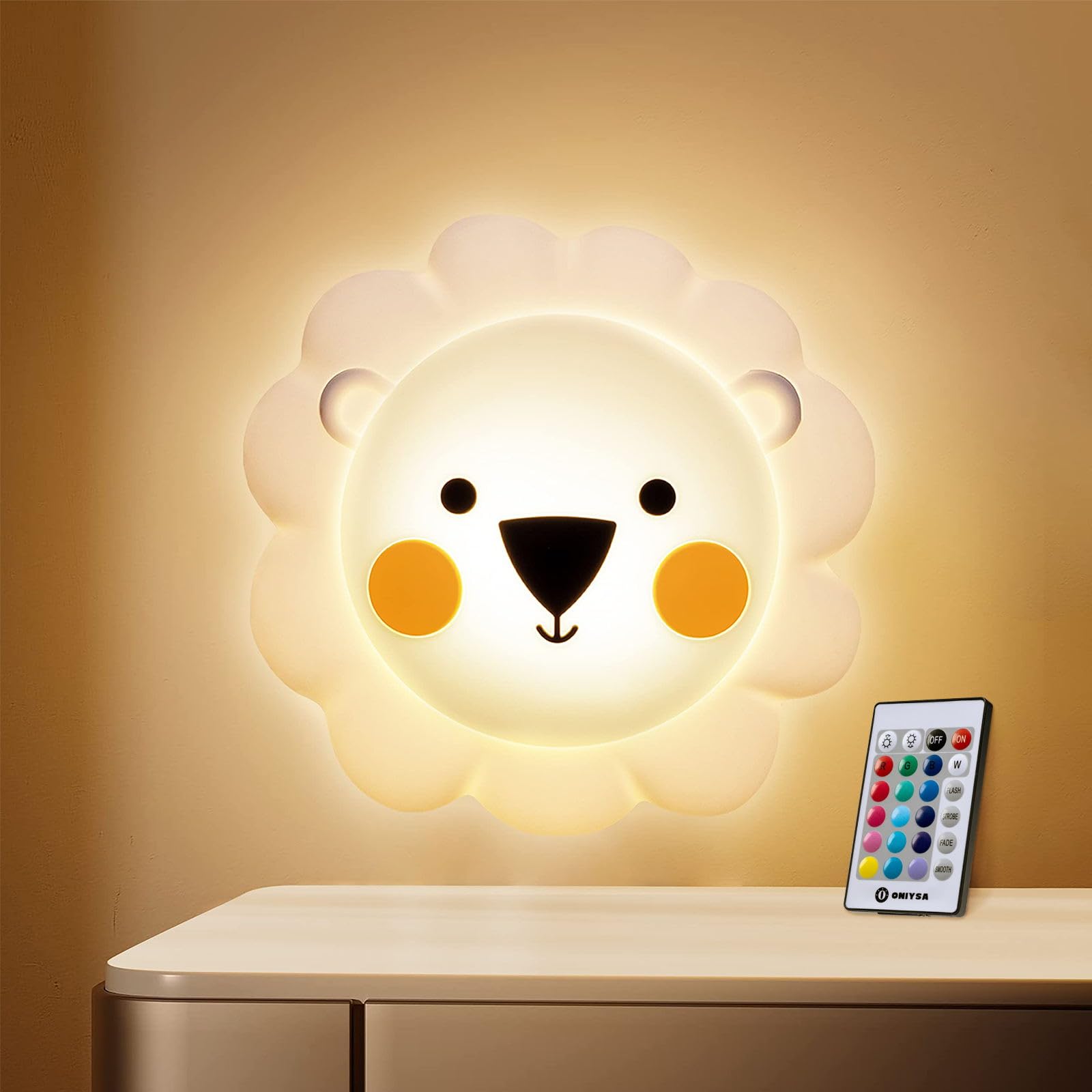 Kids Lamps for Bedroom with USB Charging Remote Control, Night Light for Babies 17 LED Lights, Dimmable Kids Night Lights for Bedroom 3 Light Modes, Silicone Cute LED Nursery Night Lights for Kids