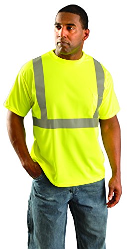 OccuNomix LUX-SSETP2B-Y2X Classic Standard Short Sleeve Wicking Birdseye T-Shirt with Pocket, Class 2, 100% ANSI Wicking Polyester Birdseye, 2X-Large, Yellow (High Visibility)