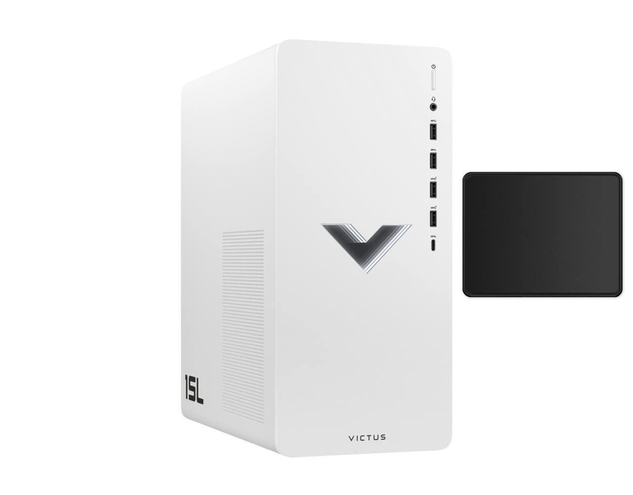 HP Victus 15L Gaming Premium Desktop | AMD Ryzen 5 5600G Six cores | 8GB RAM | 256GB SSD | NVIDIA GeForce GTX 1660 Super | Windows 11 Home | White | with Mouse Pad Bundle