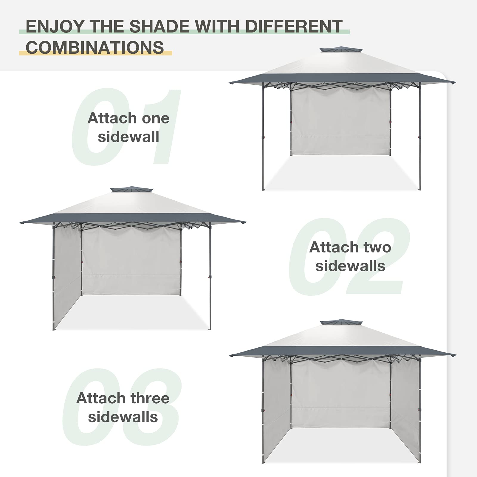 EAGLE PEAK Sunwall/Sidewall for 13x13 ft Straight Leg Canopy only, Privacy Panel for Gazebo Tent, 1 Pack Sidewall Only, Gray