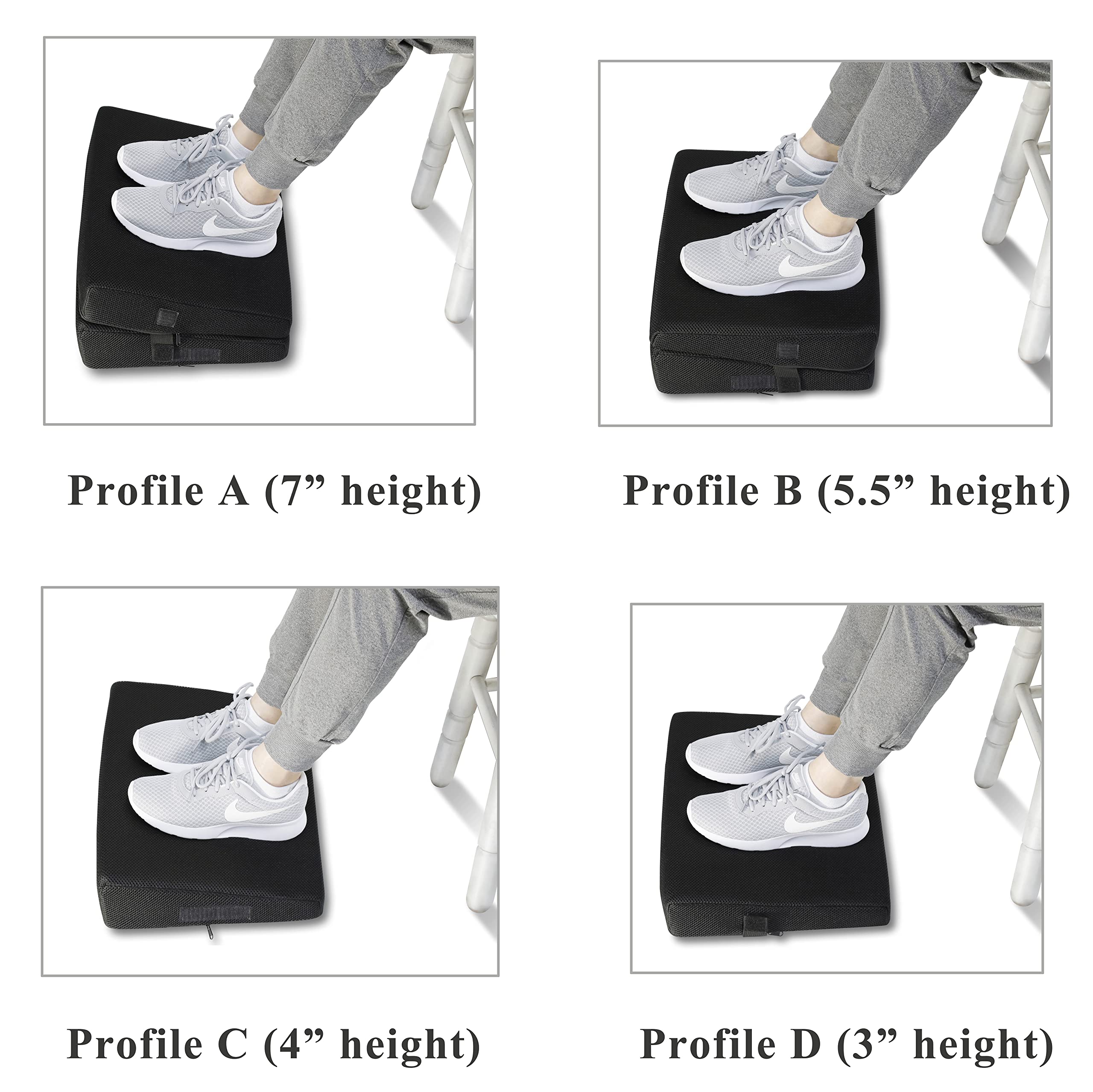 InteVision 4-in-1 Footrest for Added Height - Premium Foam Foot Cushion Works Great for Under Desk or bar - Will not Slide on Any Surface
