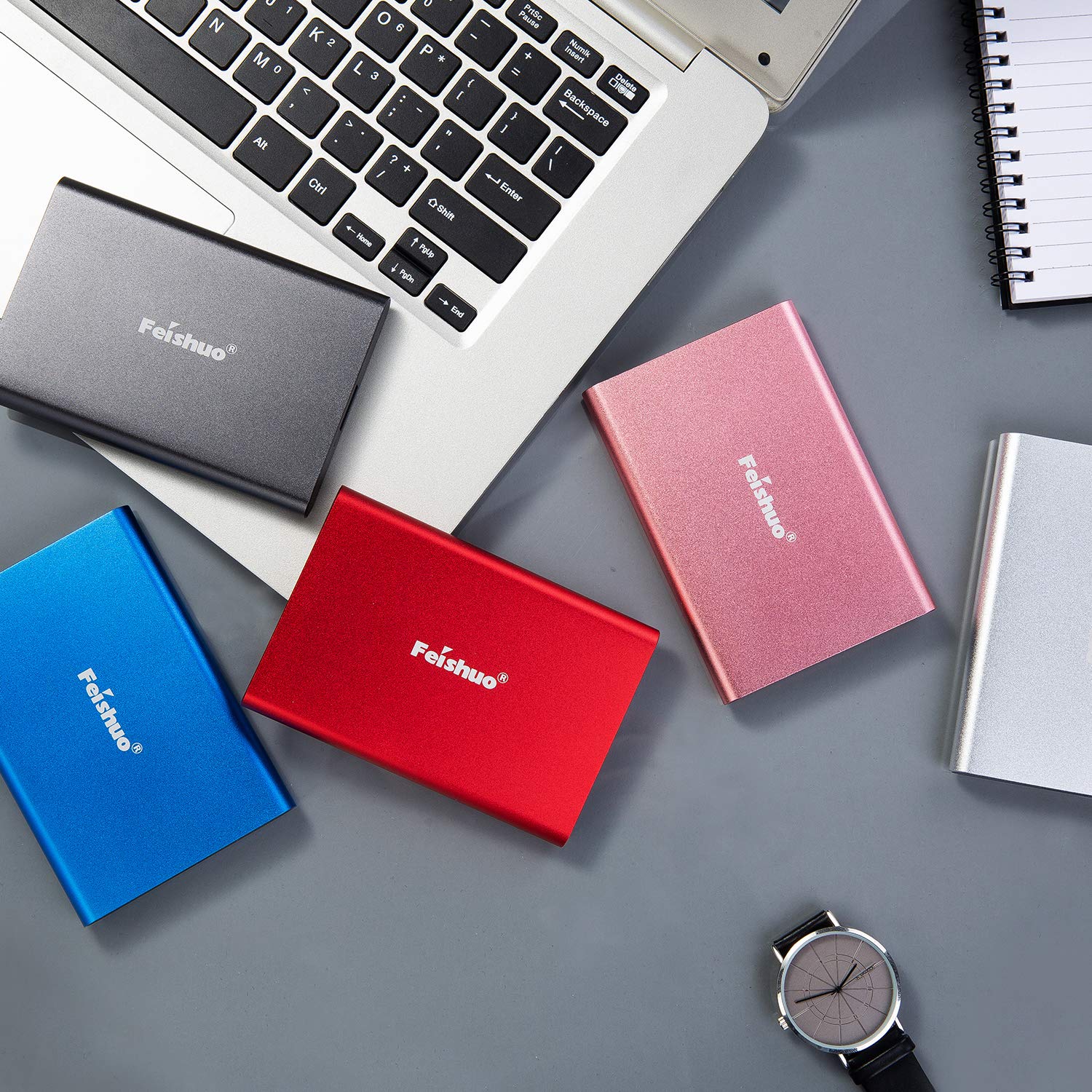 FEISHUO Portable External Hard Drive USB3.0 SATA HDD Storage (120G, Gray)