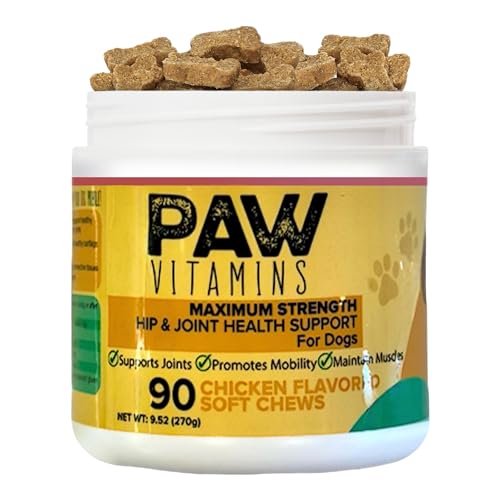 Premium Glucosamine for Dogs (Made in The USA) - Hip & Joint Health Soft Chews with Chondroitin & MSM - Functional Dog Supplement for Mobility Support with Kelp + Vitamins C and E - 90 Count