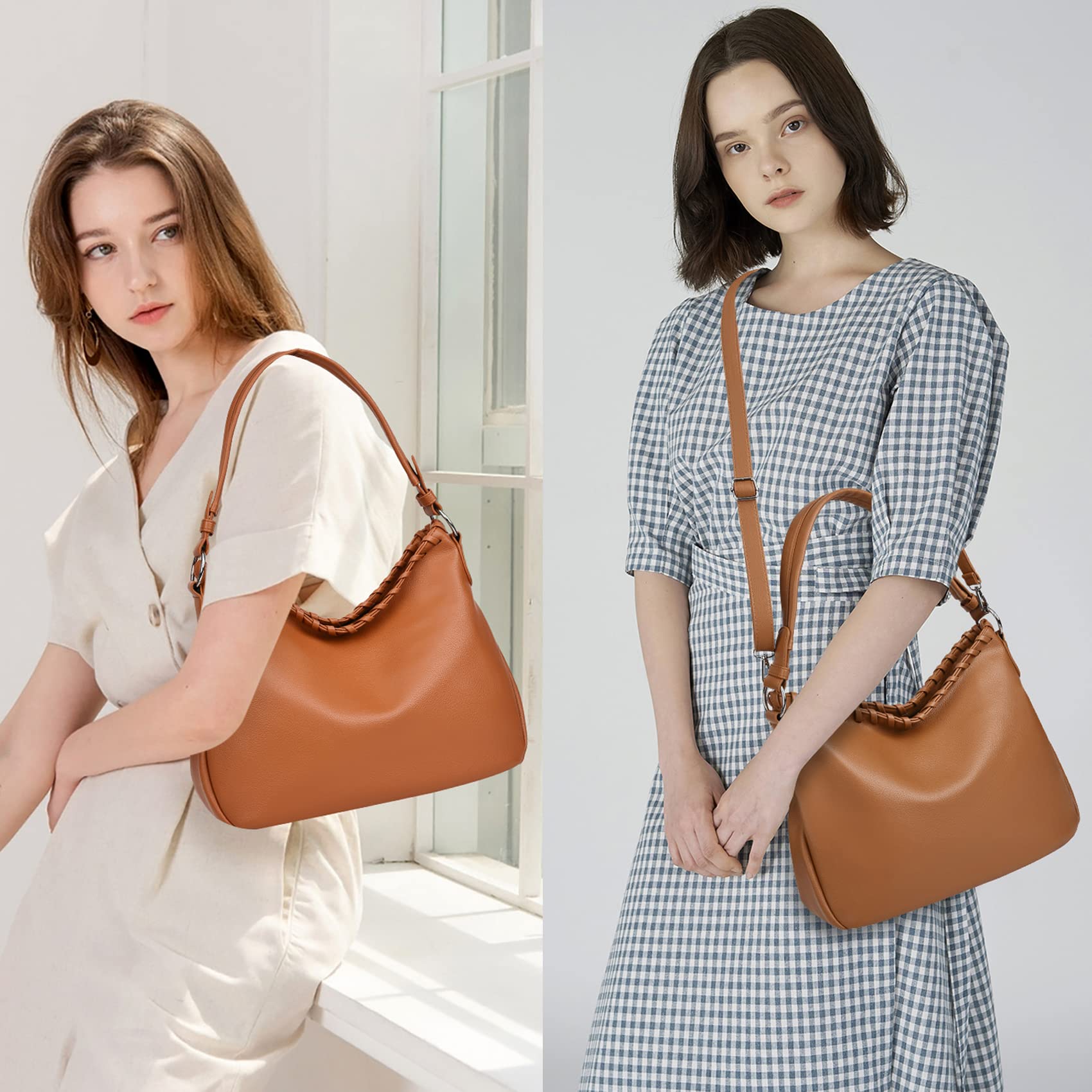 Hobo Bags for Women Soft Leather Tote Bag Simple Handbags and Purses Medium Size Shoulder Bag