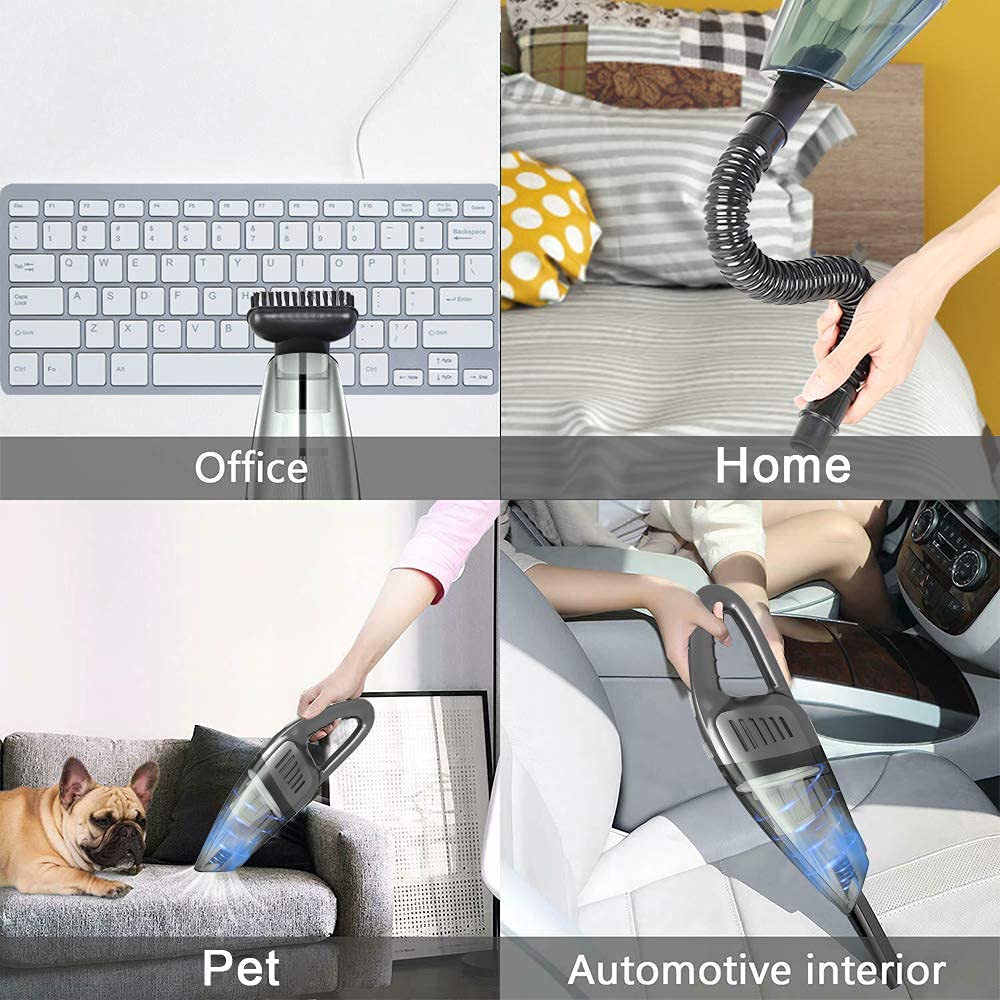 fiercewolf Handheld Vaccuum Cordless, 120W 8500Pa Super Suction Cordless Hand Vac, 2500mAh with a 40min Rechargeable Battery, Lightweight with LED Light for Car/Home/Pet