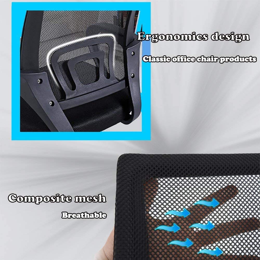 Simple Home Ergonomic Desk Office Chair Mesh Computer Chair, Lumbar Support Modern Executive Adjustable Stool Rolling Swivel Chair for Back Pain, Chic Modern Best Home Computer Office Chair - Black
