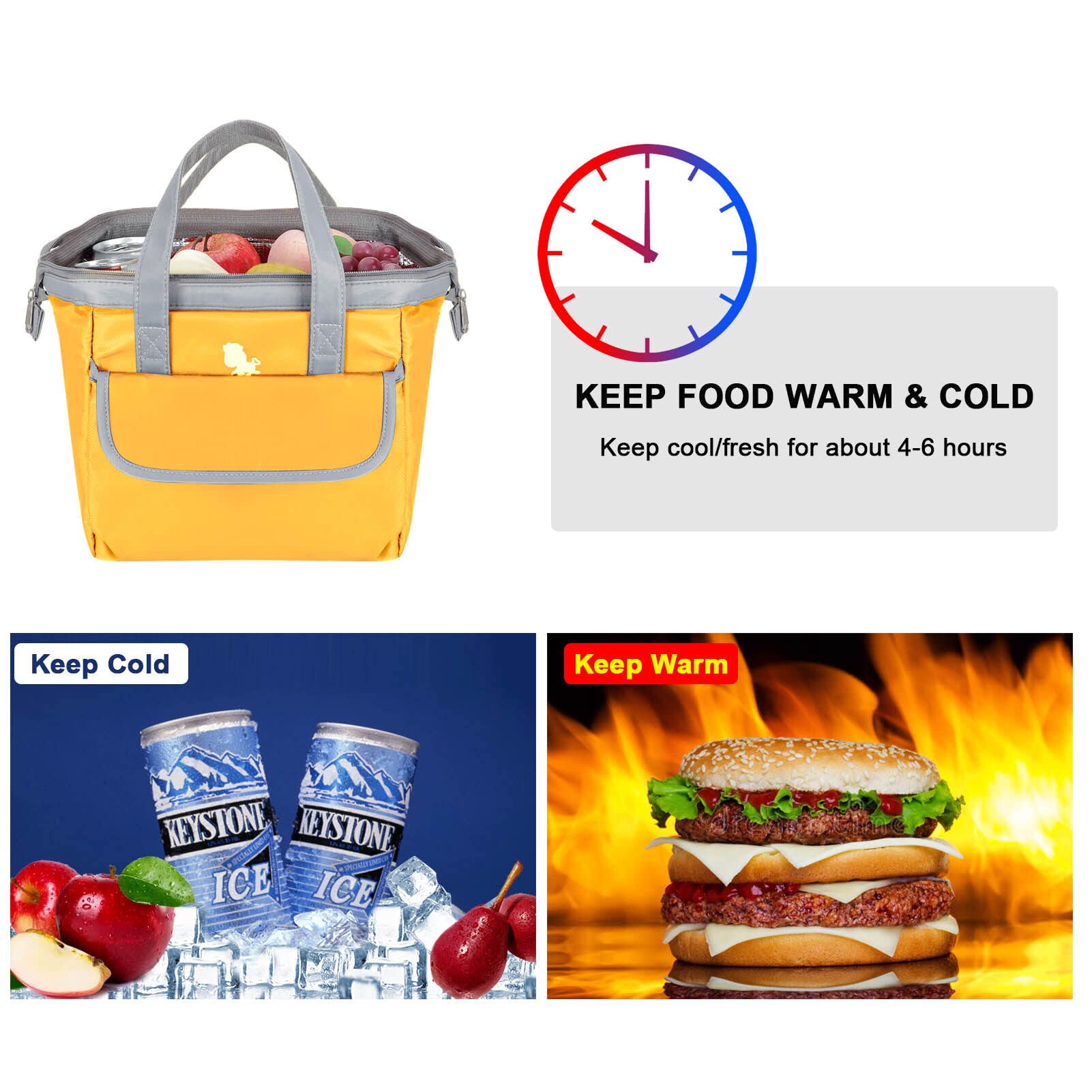 HUA ANGEL Insulated Cooler Lunch Bag - Large Waterproof Adult Lunch Tote Bag Soft Cooling Lunch Box Organizer for Office Work Picnic Beach