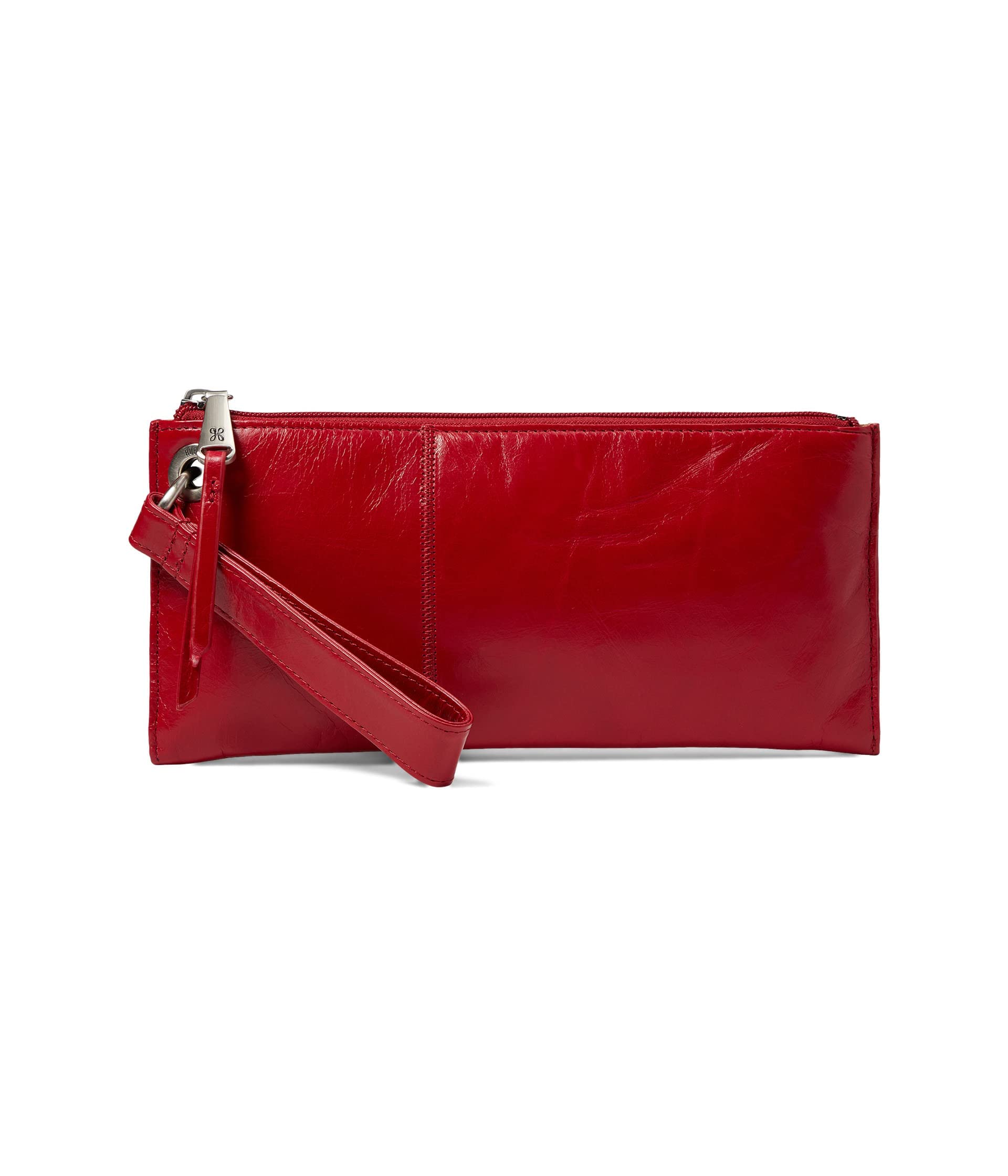 HOBO Vida Wristlet Pouch For Women - Soft Leather Construction With Top Zip Closure Circular Wrist Strap, Handy and Compact Pouch Crimson One Size One Size