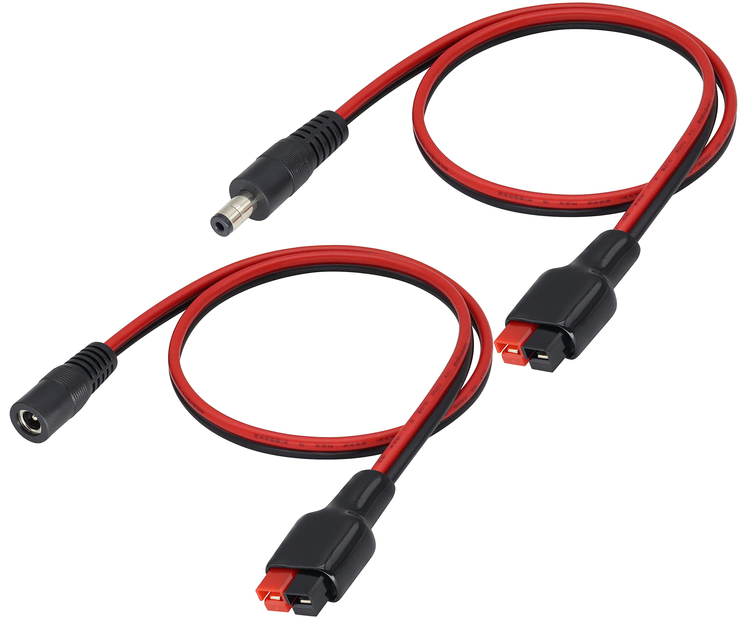 HCFeng 14AWG DC 5521Male/Female Power Plug to an-der-Son Cable 45A Solar Connector to DC5.5X2.1MM Cable Compatible with an-der-Son Port for Generator Battery and Foldable Solar Panel[60CM/2Ft]