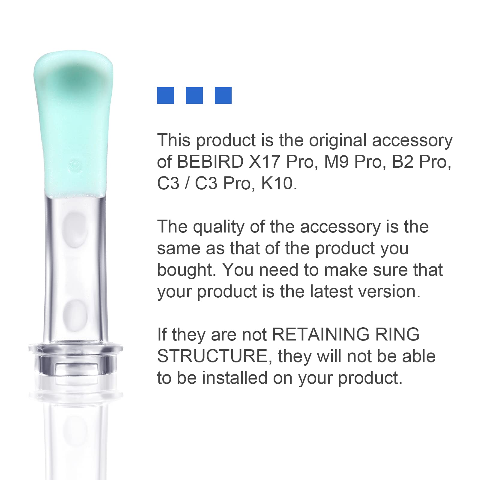 Ear Cleaner Replacement Tips Silicone Ear Spoons Tips Ear Retaining Ring Structure Removal Endoscope Tool Compatible with X17 Pro M9 Pro A2 B2 Pro C3/C3 Pro K10 (8 Pieces)