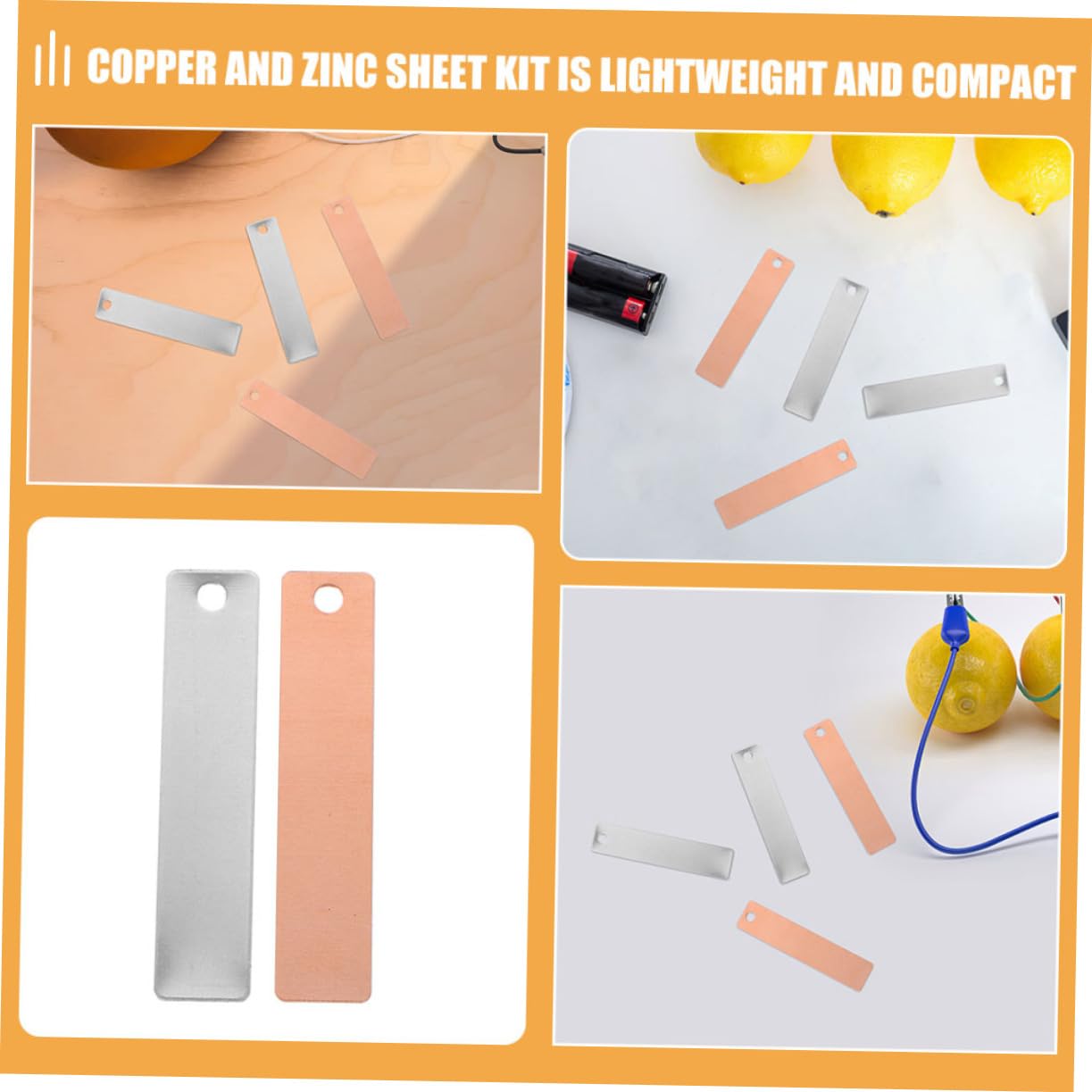 NESTINGHO 8 Pairs Battery Electrode Sheet Zinc Anode Copper Strip for Fruit Battery Experiment Anode for Zinc Plating Anode for Zinc Electroplating Fruit Battery Experiment Supplies