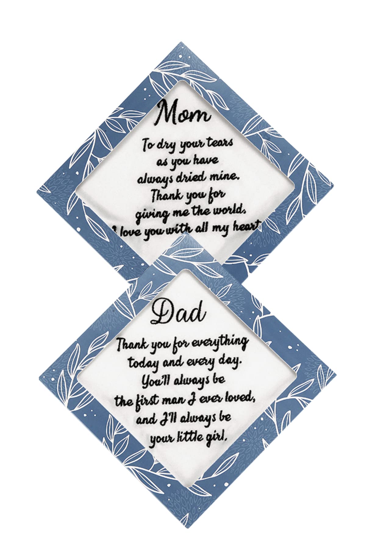 ECOHIP 2 Wedding Handkerchief Mother of Bride Father Hankie Dad Mom Parents Gift
