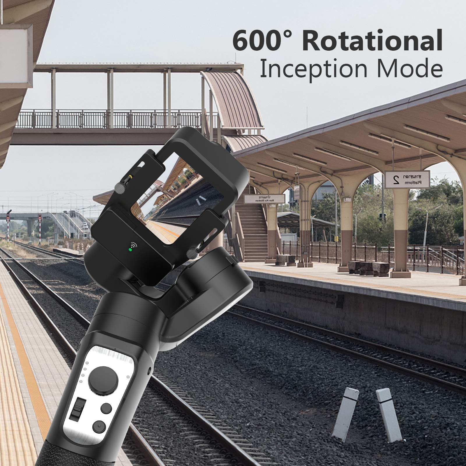 Gimbal Stabilizer for Smartphone, Selfie Stick Tripod with Face Tracking & 360°Rotation, Phone Tripod Stand with Remote, Phone Gimbal with Auto Inception for Vlogging