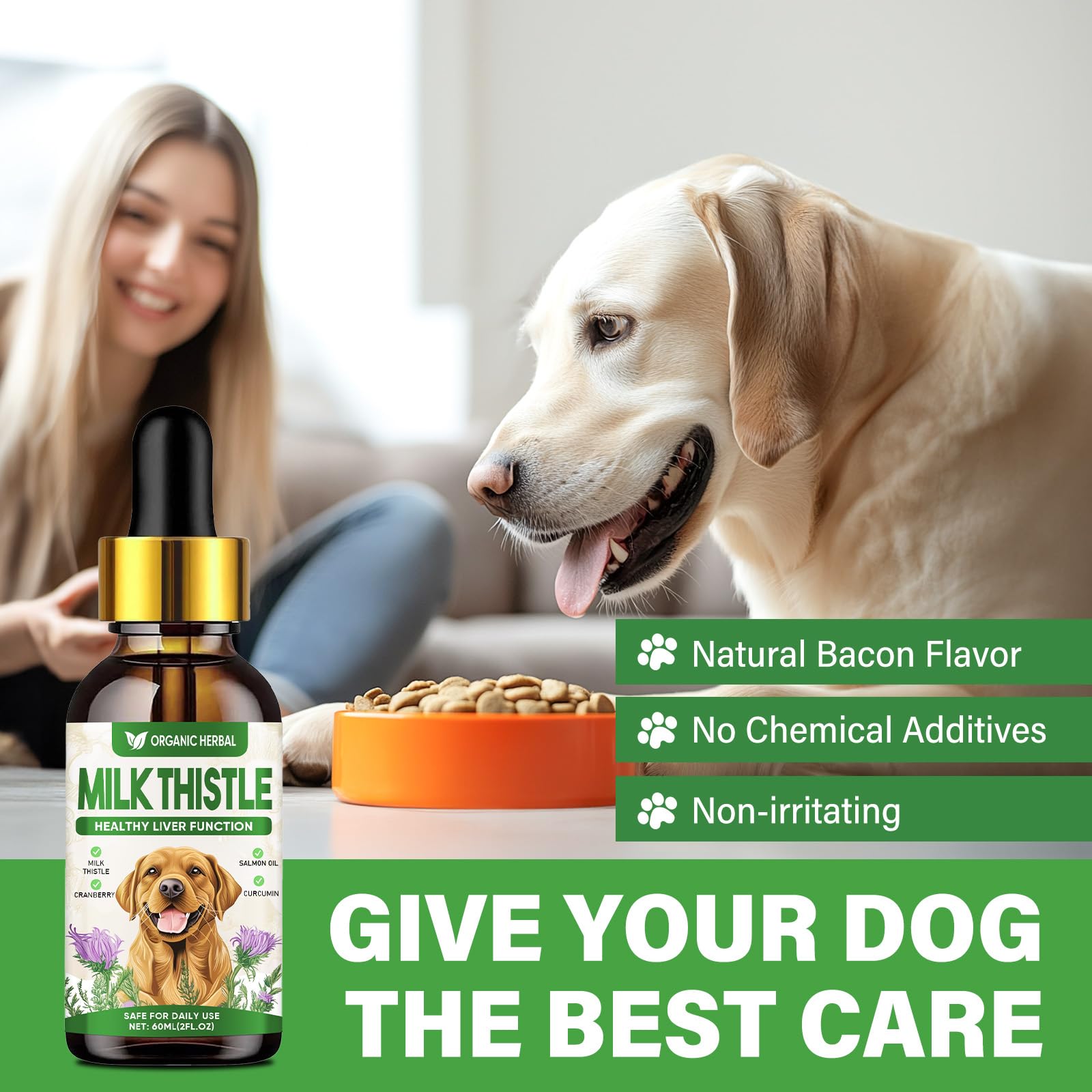 Milk Thistle for Dogs, Milk Thistle Treatment Support Liver & Kidney Improve Healthy Function for Pets, Dog Liver Supplement Milk Thistle Drops