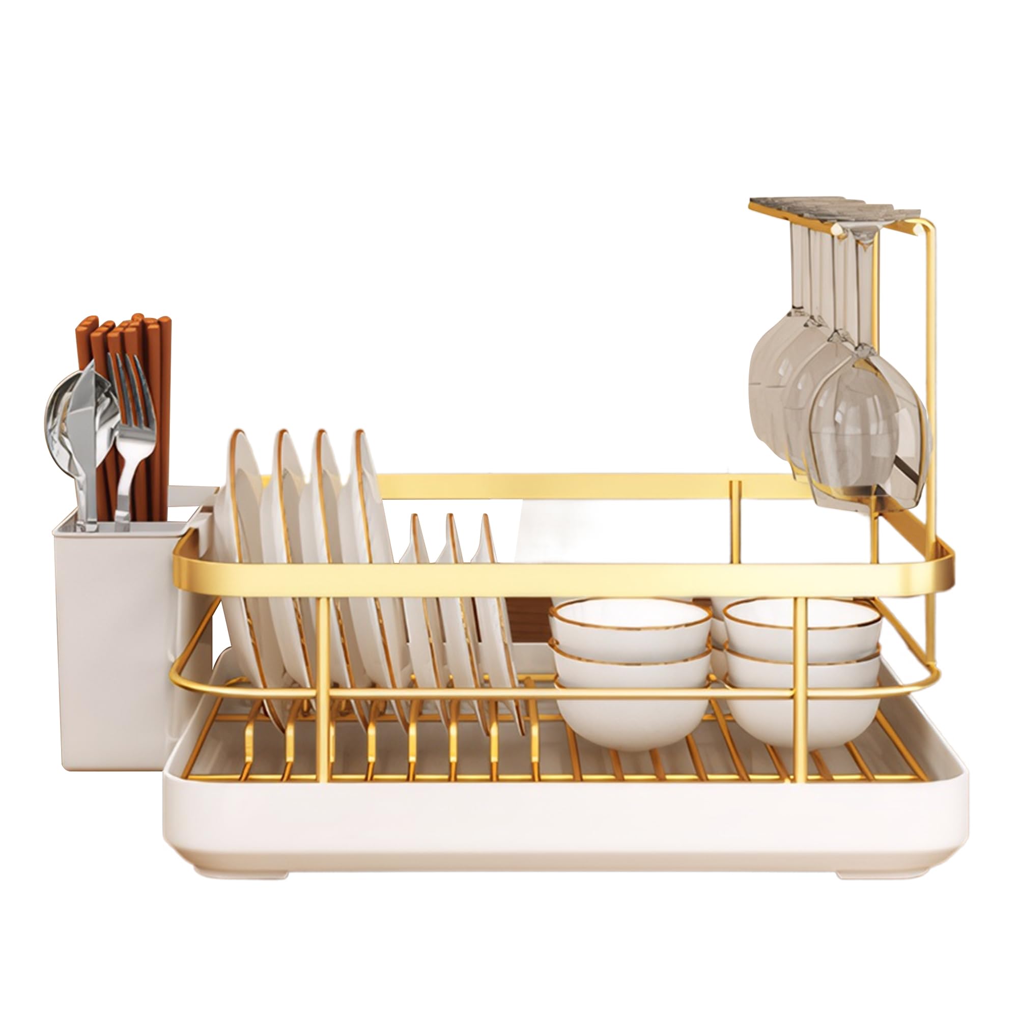 IULAVP 2024 New Dish Drying Rack:Multifunctional Kitchen Utensil Holder with a Dish Rack, a Utenslis Holder and a Wine Glass Rack, Sturdy&Durable Dish Racks for Kitchen Counter, Kitchen Essentials