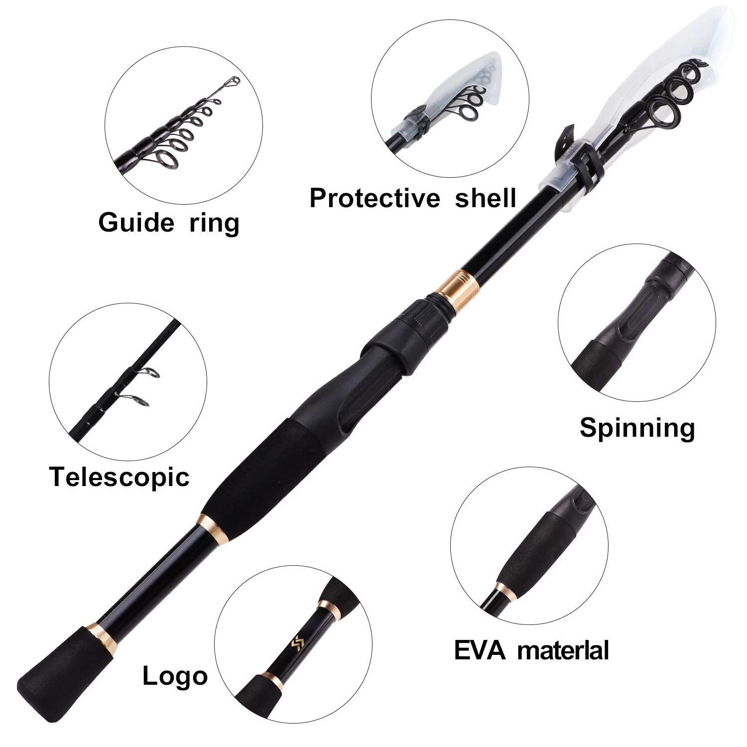FZZDP Telescopic Fishing Rods 1.8M 2.1M 2.4M Bass Hard Bait Casting Mini Portable Spinning Rod Fishing Tackle Tools ( Size : 2.1m )