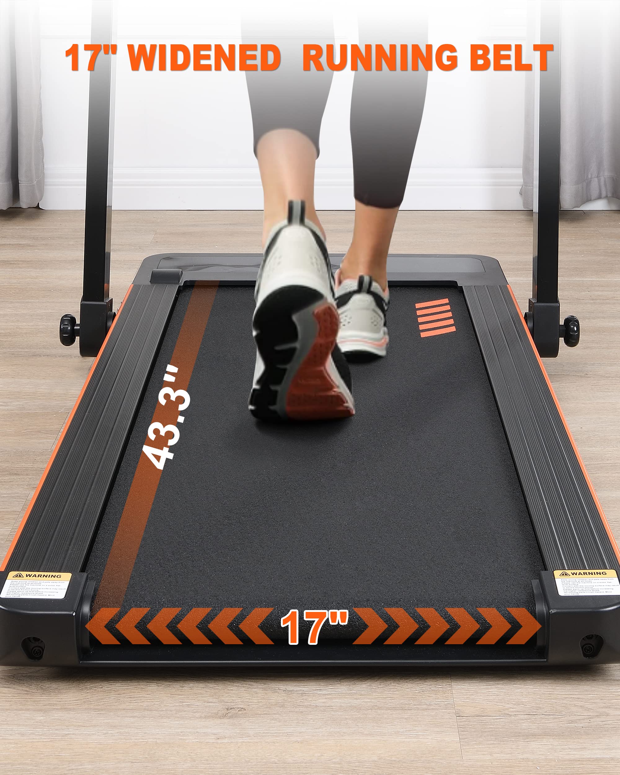 ECHANFIT 2 in 1 Under Desk Treadmill with Bluetooth Speaker, 2.5 HP Folding Electric Walking Jogging Pad with 12 Preset Programs and Remote Control for Home Office, No Assembly Required