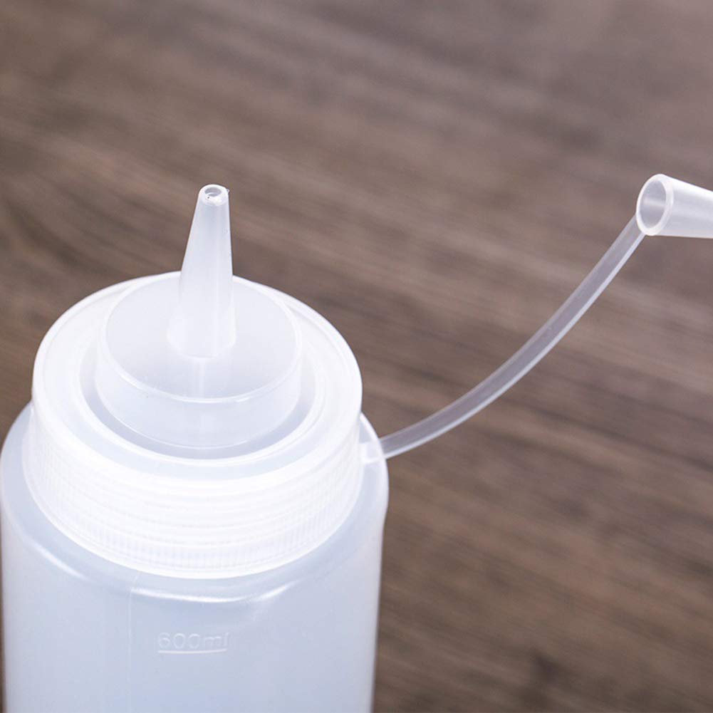 lasenersm 1 Piece Plastic Squeeze Bottle Plastic Squeeze Condiment Bottle Ketchup BBQ Sauce Dispensing Bottle with Twist On Cap Lids for Sauce Ketchup Craft Paint(16 Oz, White)