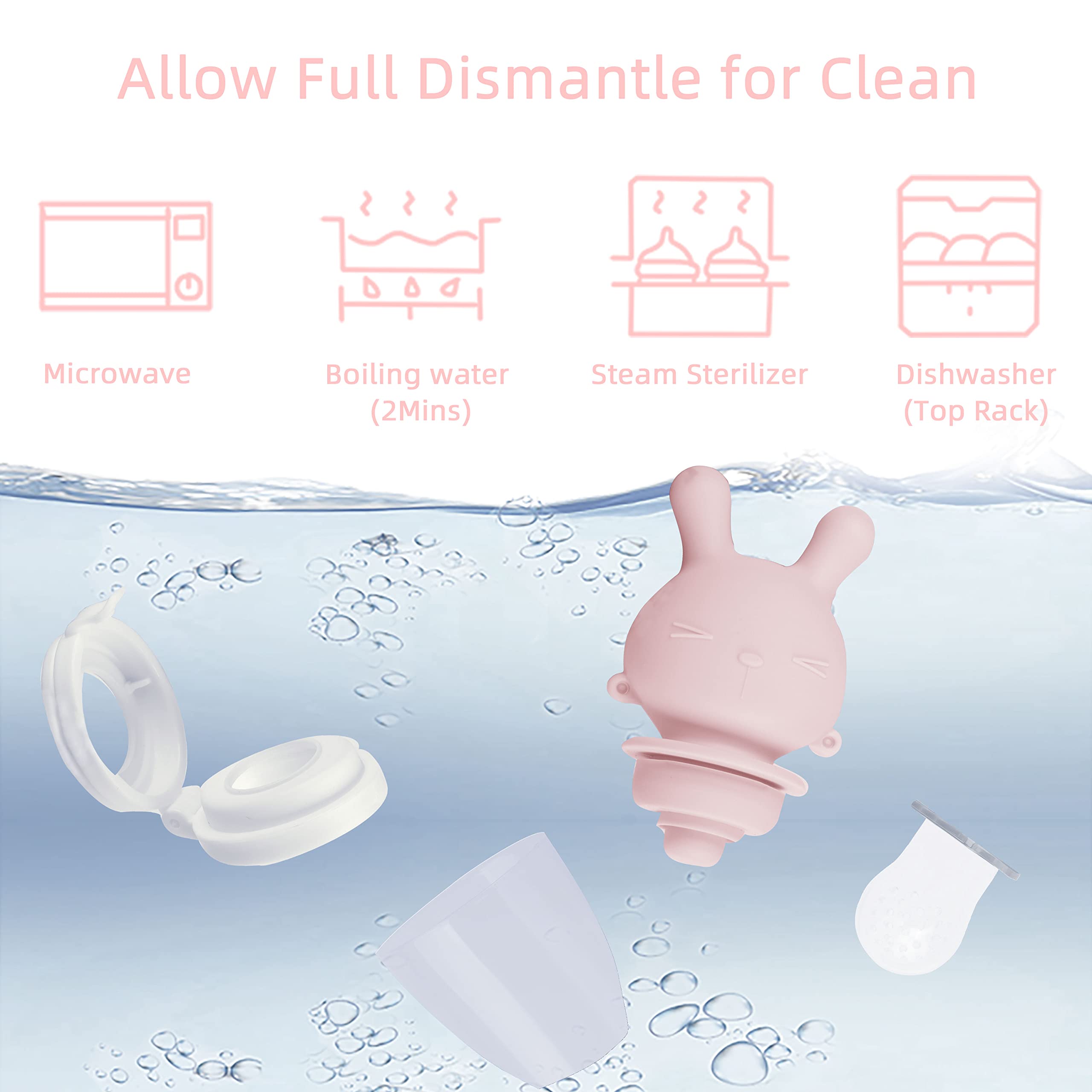 WYSLP Baby Silicone Fruit Food Mesh Feeder Pacifier-Teething Toys for Babies 0-3-4-6-12-18 Months,Self-Feeding Soft Teether Utensils,Infant Toddler Kids Girls Boys,Pink