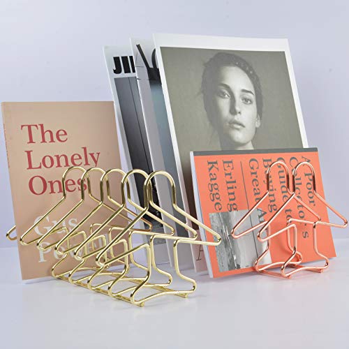 File Organizer Iron Desktop Storage Book Rack 5 Section Bookshelf Magazine Newspaper Holder Art Book Stand Wire Book Ends for Mail,Paper,Document,Folder,Record in Office Home Decoration (Rose Gold)