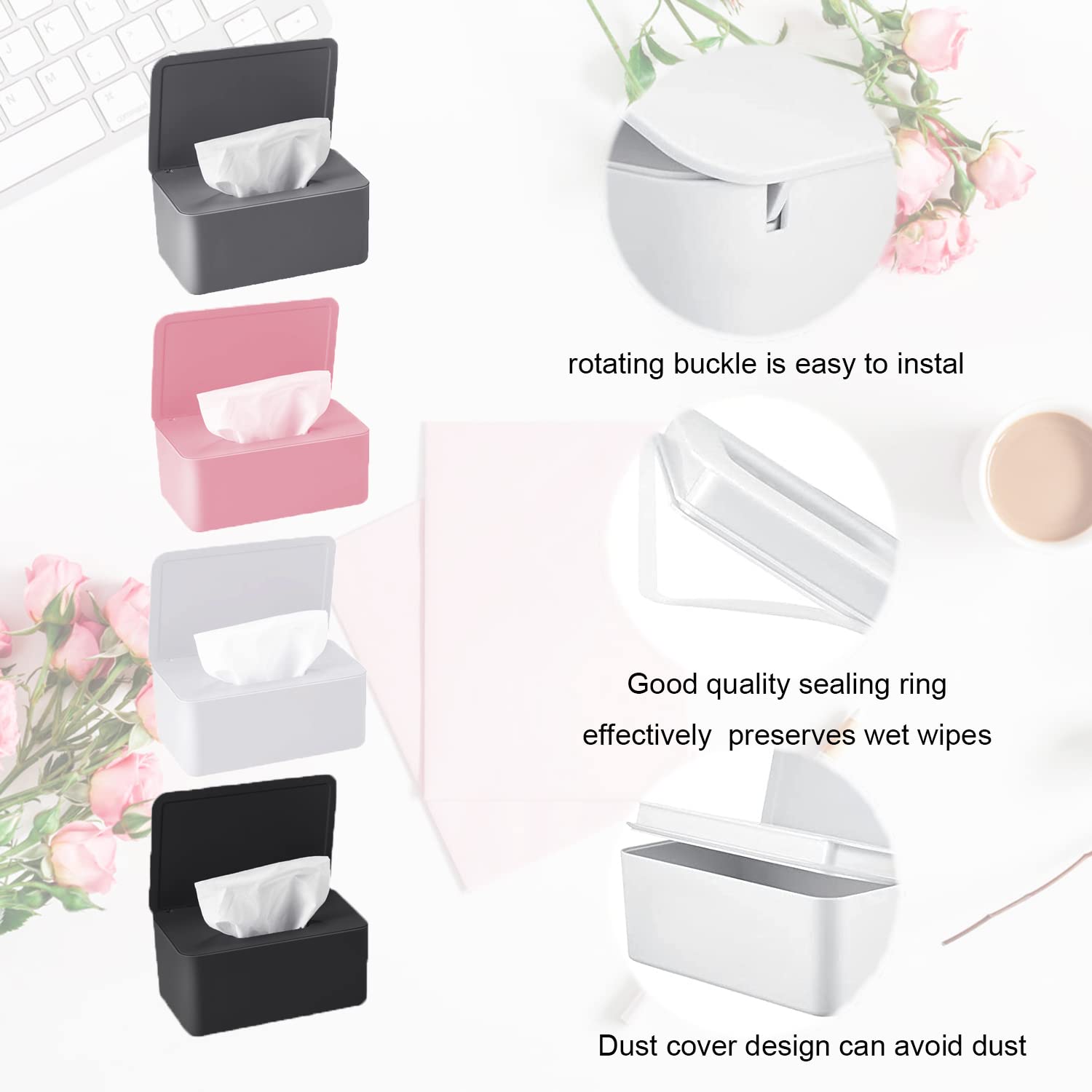 Toilet Wipes Dispenser, 21x12.5x10 cm/ 8.27x4.92x3.94 inch Baby Wipes Dispenser Perfect Look Wipe Container Portable Reusable Flushable Bathroom Storage Case Box to Keep Wipe Fresh