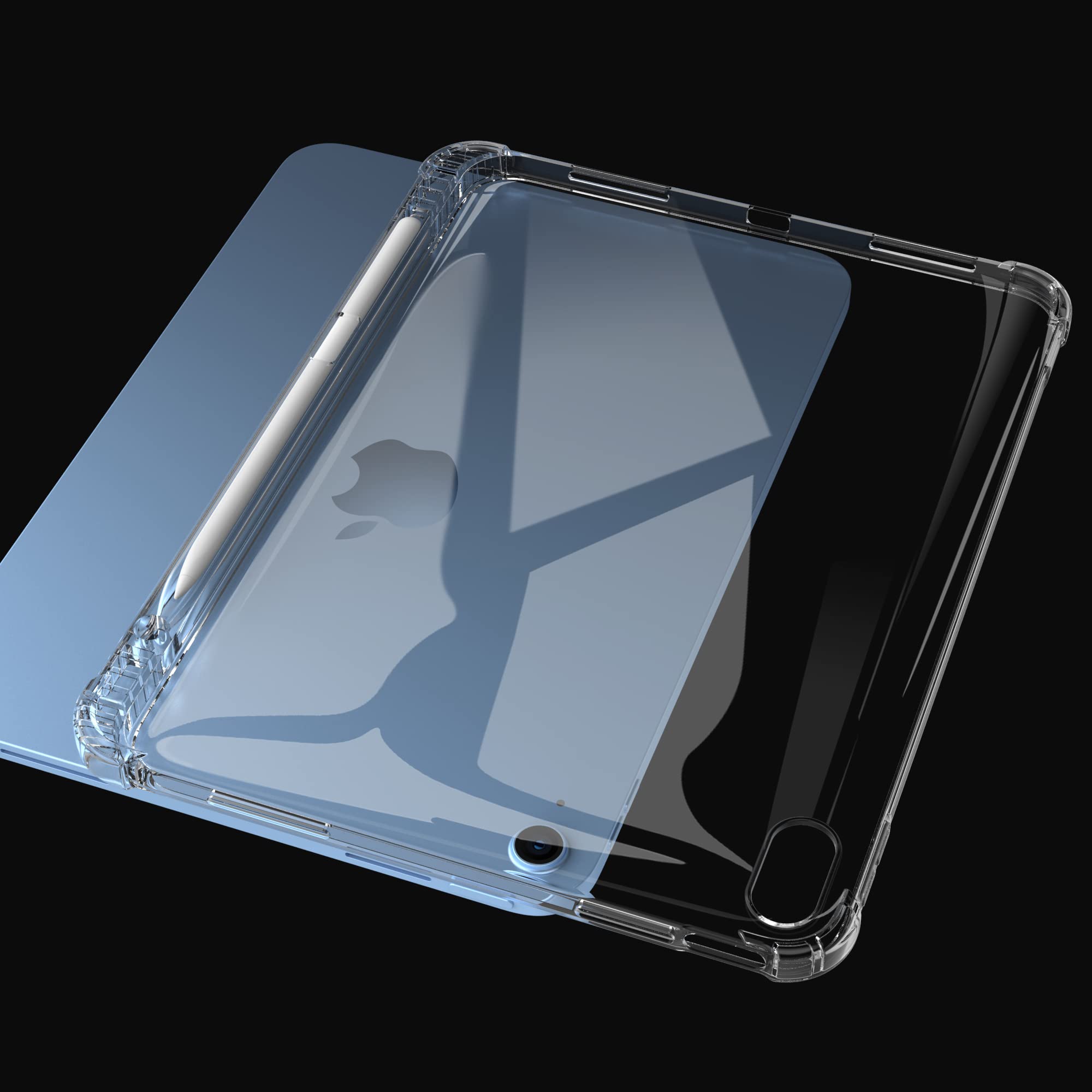 Henology for iPad 10th Generation Case Clear, [Military Grade Protection] [Not Yellowing] Shockproof Phone Case for Apple iPad 10 2022 (Pencil Holder Clear)