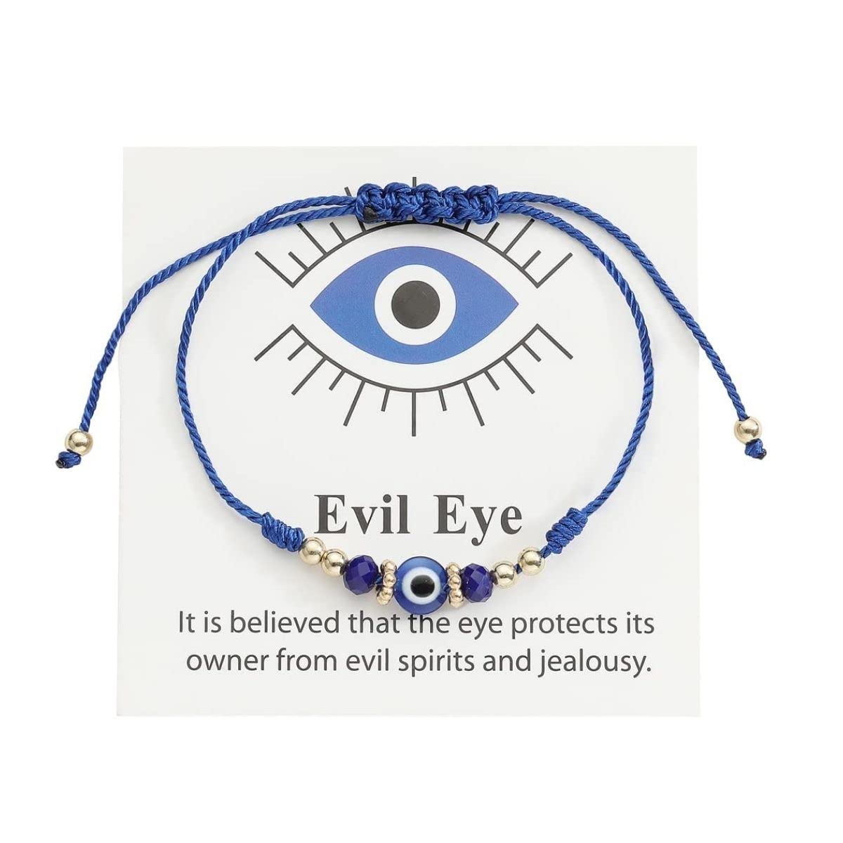 Fuqimanman2020 Evil Eye Bracelet Handmade Knots Bead Bracelet Amulet Turkish Good Luck Protection Adjustable String Bracelet Anklet-Blue