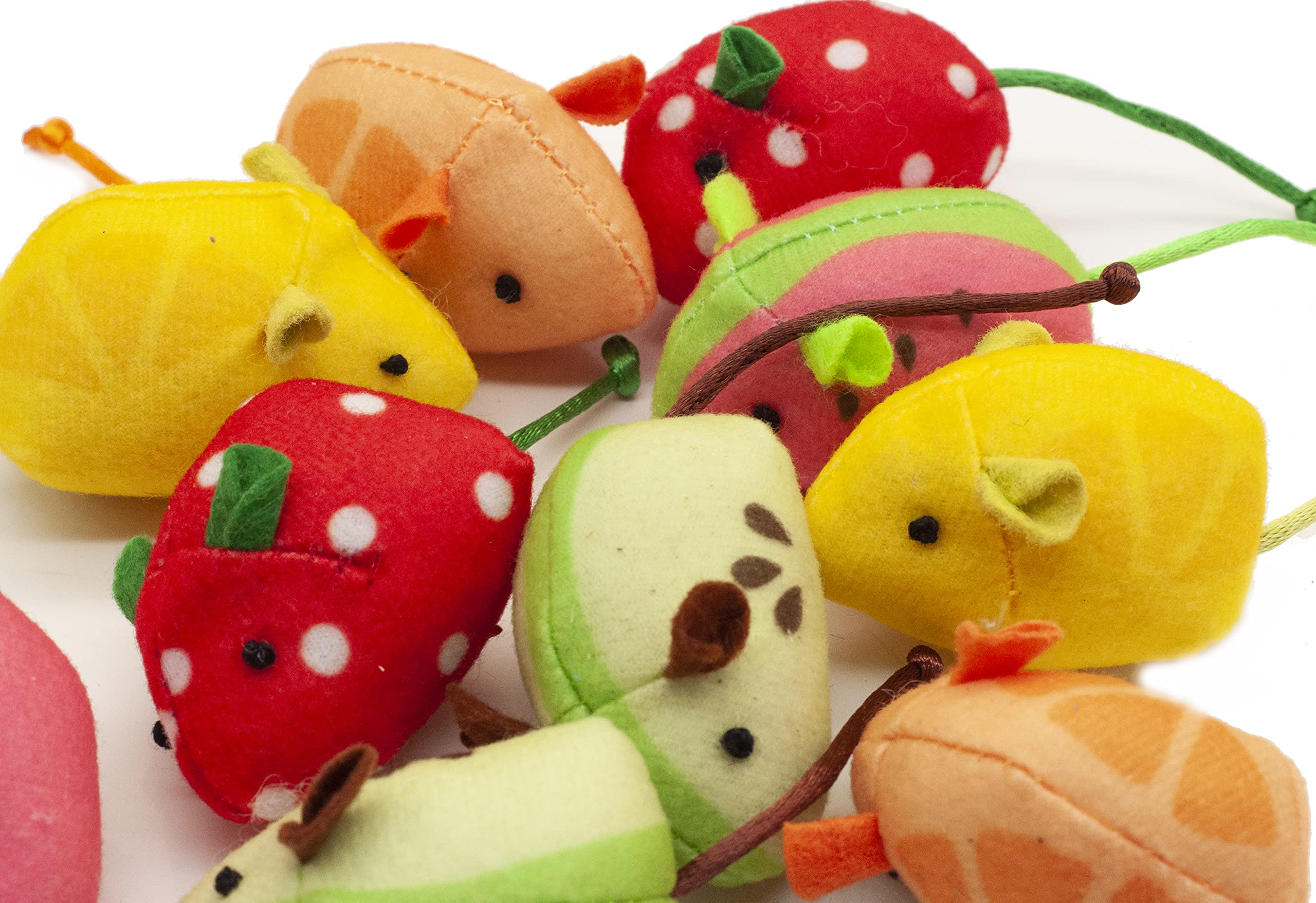 Fashion's Talk Cat Toy 10 Count Fruit Mice Soft Plush Catnip Mouse Kitten Toys Pure Catnip,Value Pack