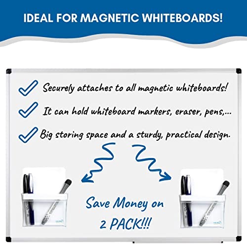 YES4QUALITY Magnetic Pen Holder for Refrigerator with Strong Magnetic Back (2 Pack) - Dry Erase Marker Holder Ideal for Whiteboard, Fridge - Pencil Cup (2 Pack)
