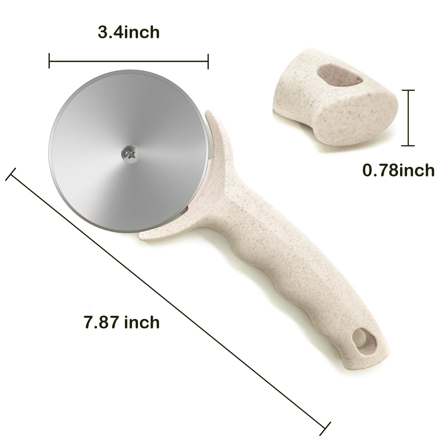 HELEERON Pizza Cutter Wheel, Stainless Steel Pizza Cutter with Cover, Super Sharp Pizza Slicer-Dishwasher safe,Smooth Rotating Pizza Wheel Safe with Healthy Material(Beige)