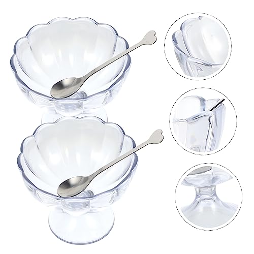 Mikinona 2pcs Dessert Goblet Mini Server Glass Dessert Bowls Clear Dessert Cups Taster Bowl Mini Trifle Dish Parfait Cup Ice Cream Bowls Clear Goblet Dessert Bowl Cups Snack Cup Transparent