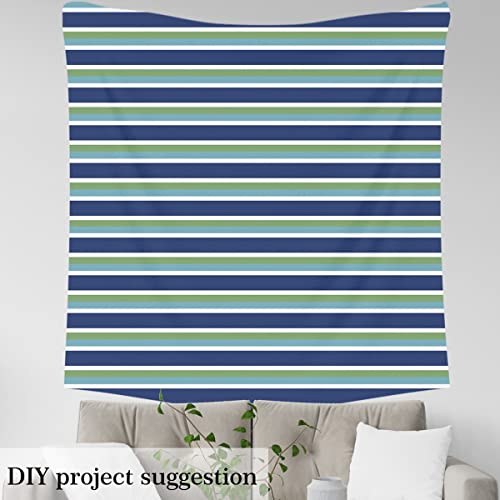 Striped Material Fabric, Green Blue Stripe Fabric by The Yard, Navy Blue Turquoise Stripes Quilting Fabric by The Yard, Geometric Upholstery Fabric by The Yard, Kids DIY Lines Fabric, 2 Yards