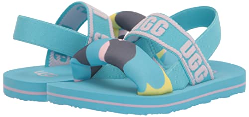 UGG K Zuma Sling Camopop Flat Sandal, Summer Sky, 3 US Unisex Little Kid