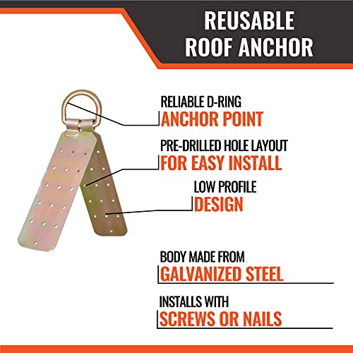 Malta Dynamics Reusable Roof Anchor with Included Fasteners, Easy to Install for Roof Safety, OSHA/ANSI Compliant, Butterfly Anchor Point (1)