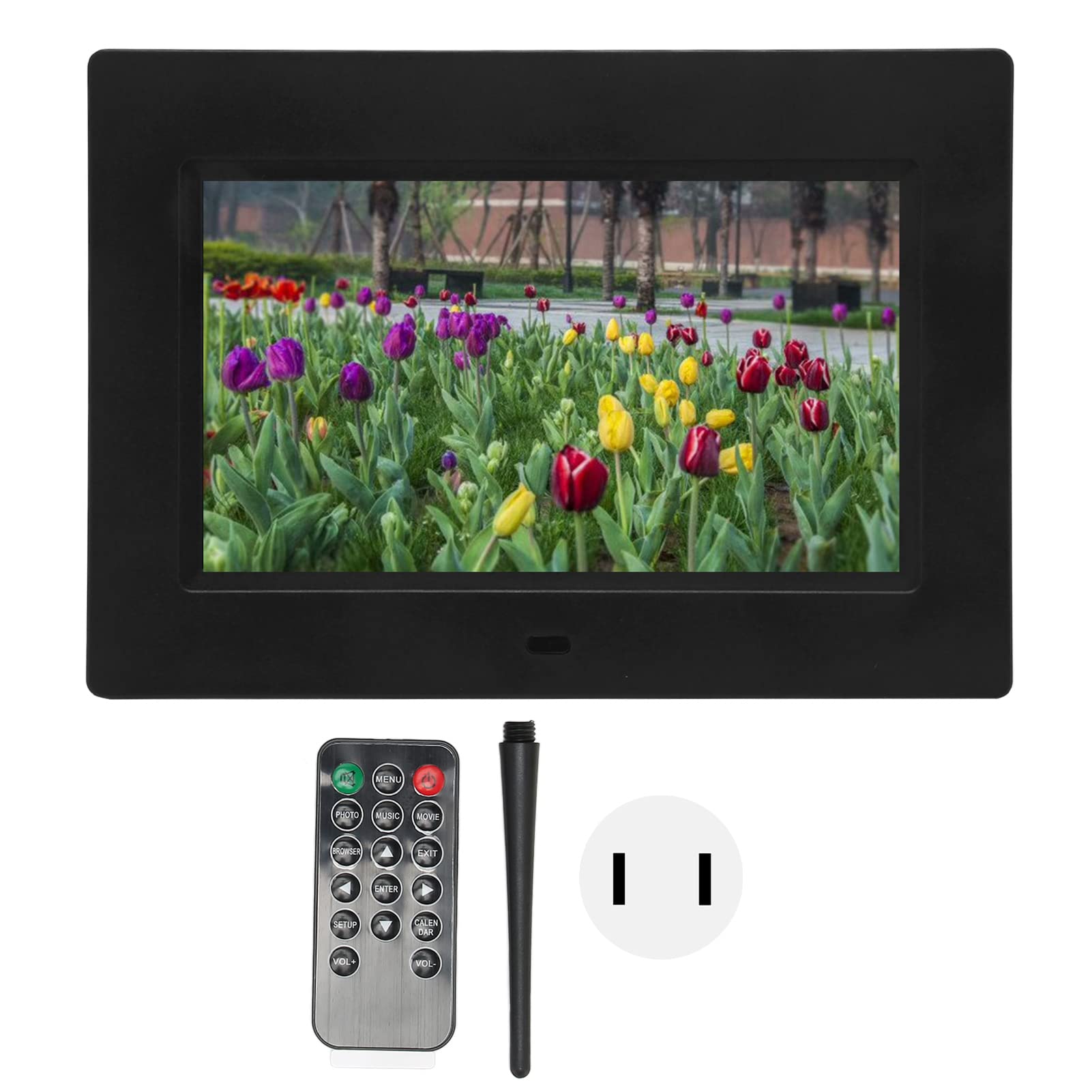 HD Digital Photo Frame, Slideshow 7 Inch IPS Screen Support USB 100β240V Electronic Album with Remote Control for Wedding Party (US Plug)