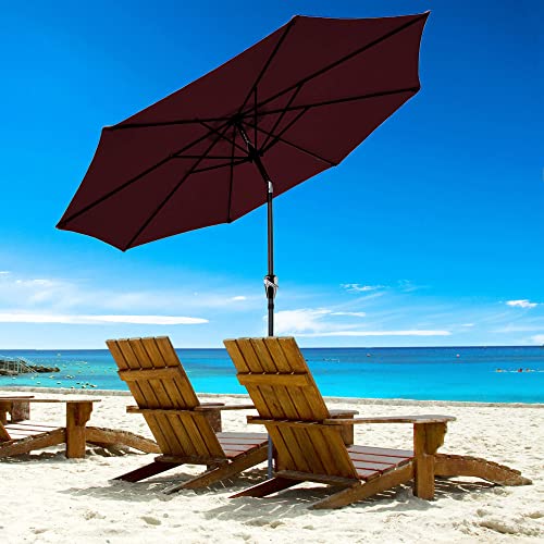 Yescom 9ft UV30+ Aluminum Outdoor Patio Umbrella with Crank & Tilt 8 Ribs Air-vented for Garden Yard Pool Deck wine