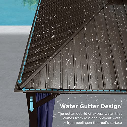 PURPLE LEAF 12' X 20' Hardtop Gazebo Pavilion for Outdoor with Netting and Curtains Deck Backyard Heavy Duty Sunshade Large Metal Patio Permanent Canopy