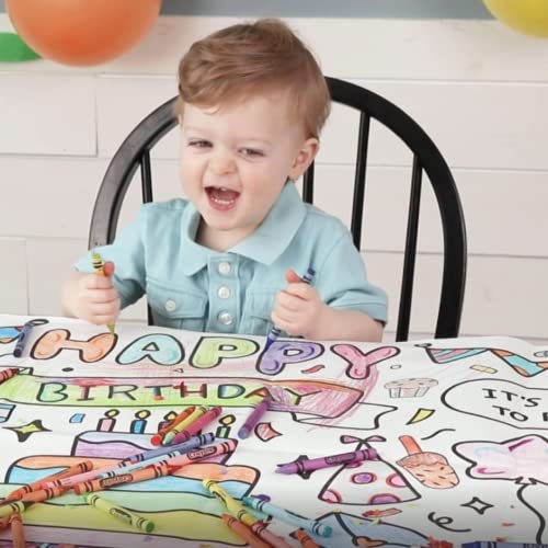 Huge Birthday Coloring Banner - 36 x 72 Inches Giant Paper Coloring Poster Paper Tablecloth for Kids Parties