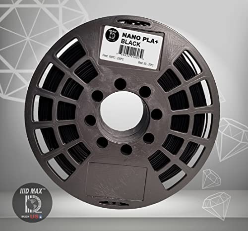 IIIDMAX Nano PLA+ 3D Printer Filament - Enhanced with Nano Diamonds - Tangle Fee, Clog Free, 1.75mm, Dimensional Accuracy +/- 0.03 mm, Nano PLA+ 1kg Spool(2.2lbs), - Fits Most FDM Printers (Black)