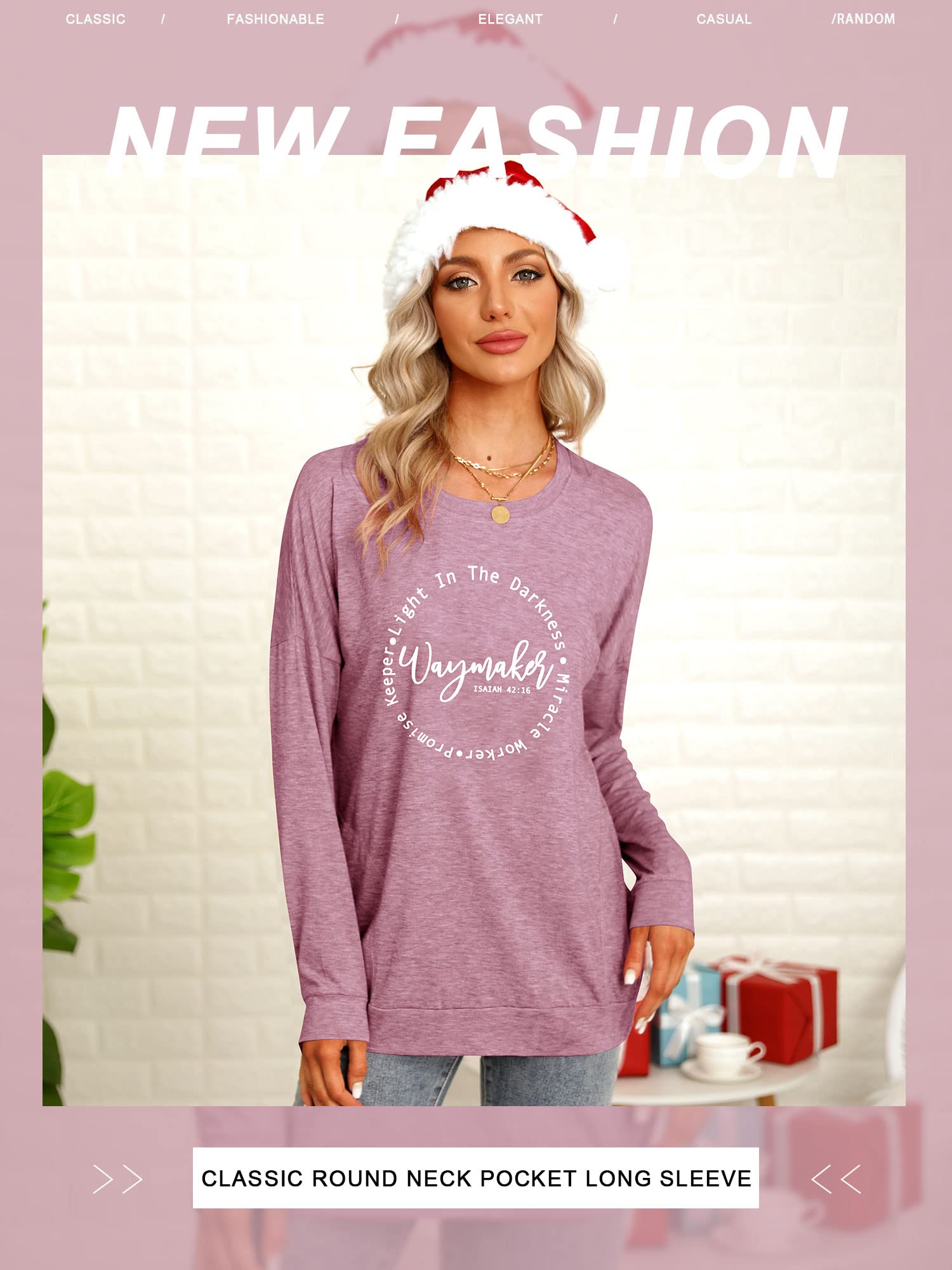 FEMLE Christian Waymaker Sweatshirt Light in Darkess Long Sleeve Crewneck Miracle Worker Tops for Women