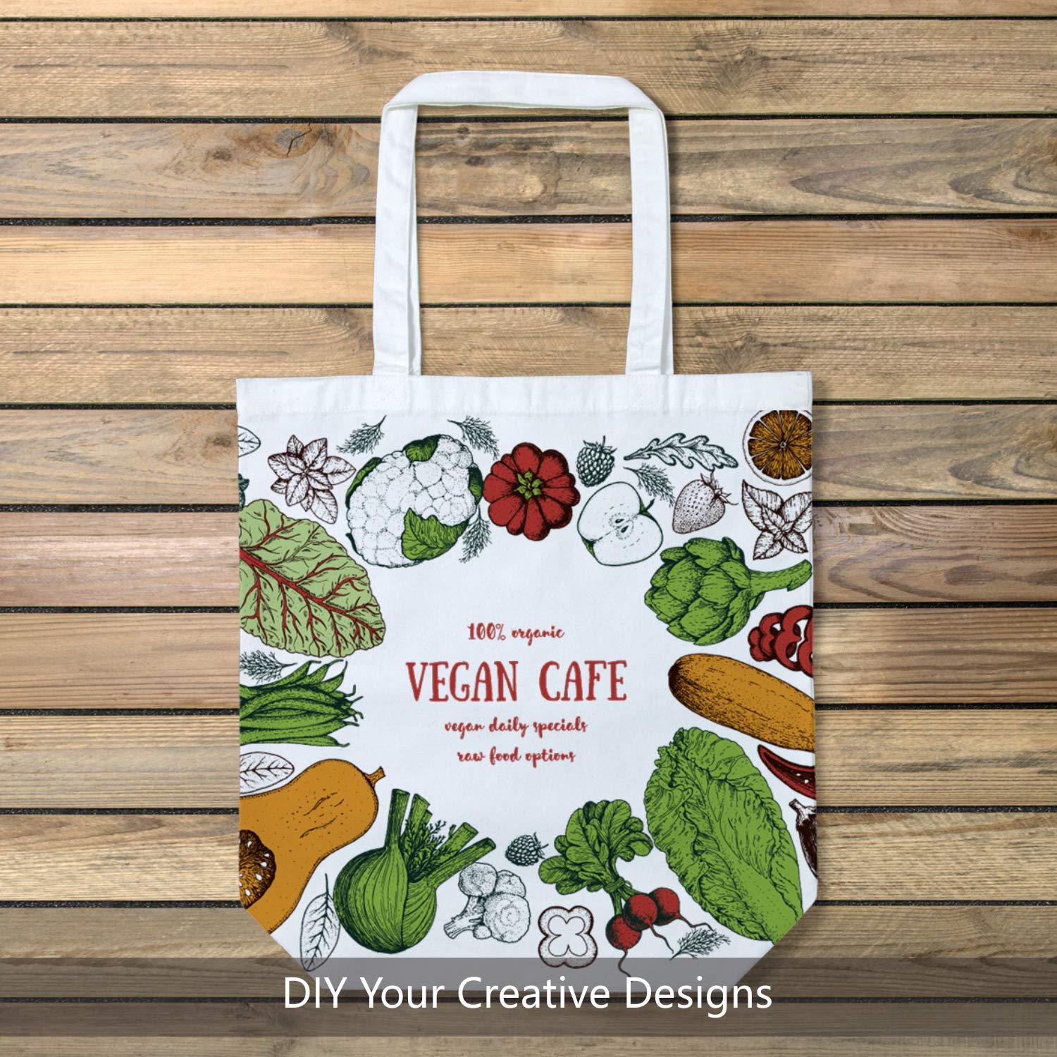TOPDesign 2 | 6 | 12 Pack Super Strong Large 17.5"x16.5"x5" 10oz Cotton Canvas Tote Bag, Reusable Grocery Shopping Bags, Blank White Bags for Crafts, DIY Your Creative Designs (Pack of 2)