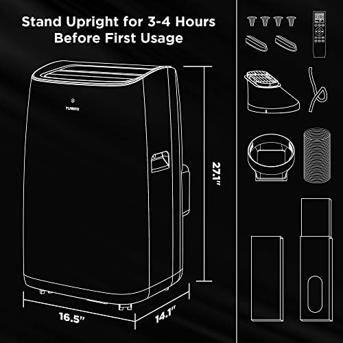 TURBRO 14,000 BTU Smart WiFi Portable Air Conditioner, Powerful Cooling Up to 600 Sq Ft, 3 in 1 Functions with Backlit Remote, Supports Alexa Voice Control, Easy Installation, Greenland Series, Black (10,000 BTU SACC)