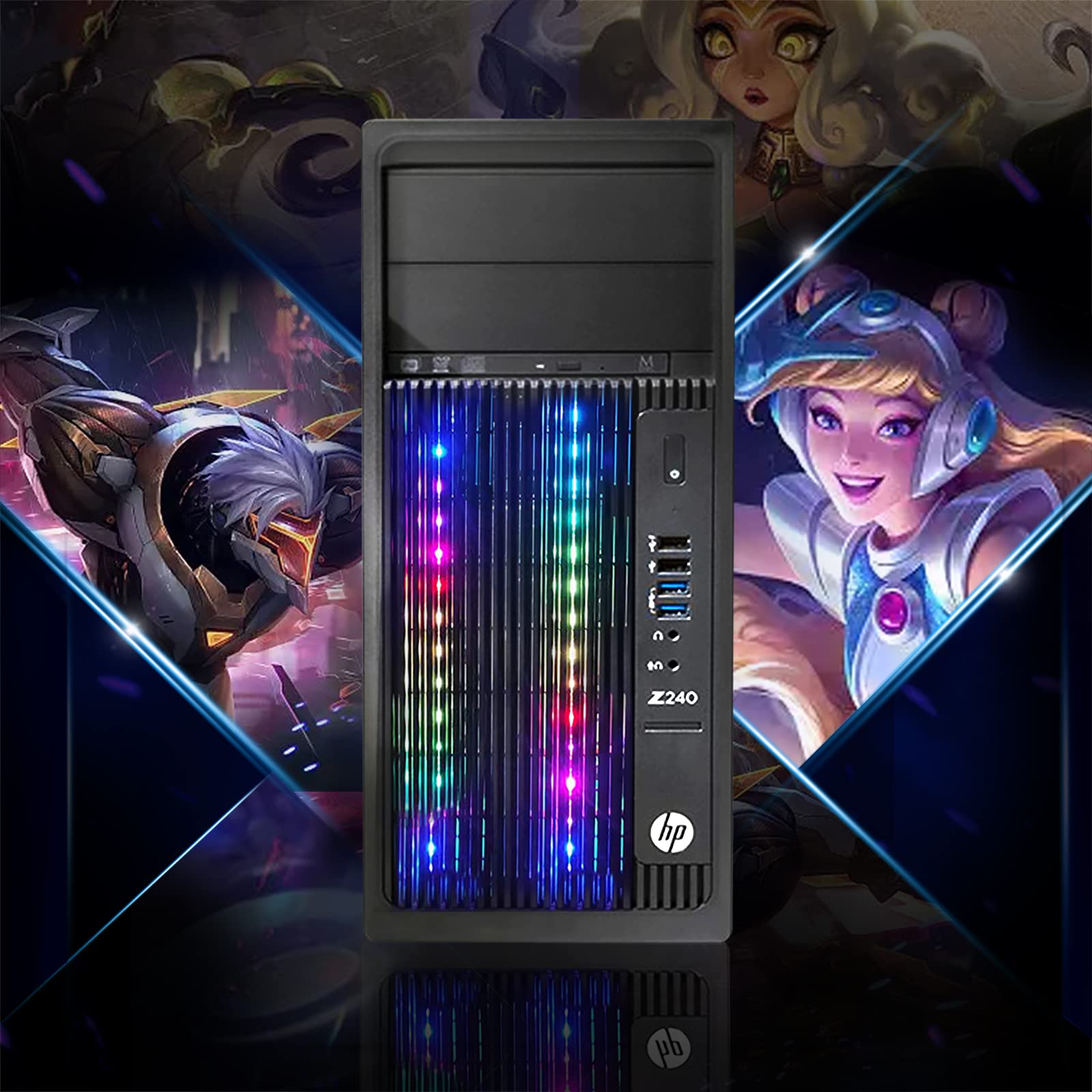 HP RGB Gaming Desktop PC, Intel Quad I5 up to 3.6GHz, 16GB RAM, Radeon RX 580 8G GDDR5, 128G SSD + 2TB, WiFi & Bluetooth, RGB Keyboard & Mouse, Win 10 Pro (Renewed)