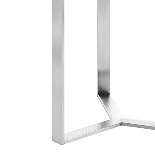 Modway Relay Glass and Metal Accent Side Table, Silver 17.5 x 17.5 x 19.5