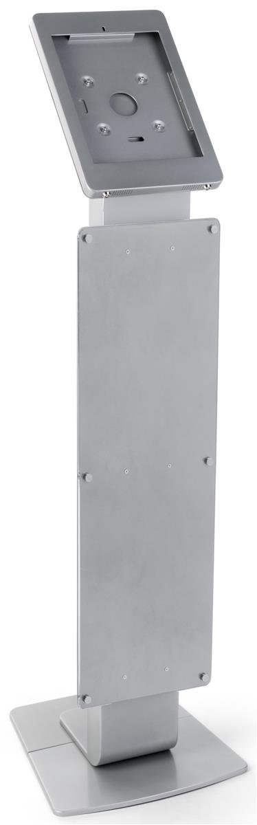 Displays2go iPad Pro Floor Stand with Poster Holder, Aluminum, Acrylic – Silver (IPROSGNSV2)
