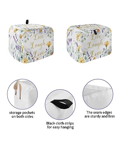 Toaster Dust Cover for Kitchen 4 Slice, Eucalyptus Leaves Daisy Flower Lavender Live Laugh Love Bread Maker Covers Toasters for Fingerprint Protector Small Appliance Covers Accessories (12x11x8in)