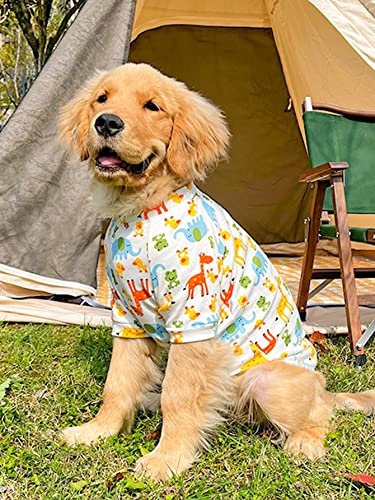 Milumia Pet Cute Cartoon Print Pajamas for Medium Large Dogs Shirts Pet Clothes Outfits Multicolor 3X-Large Plus