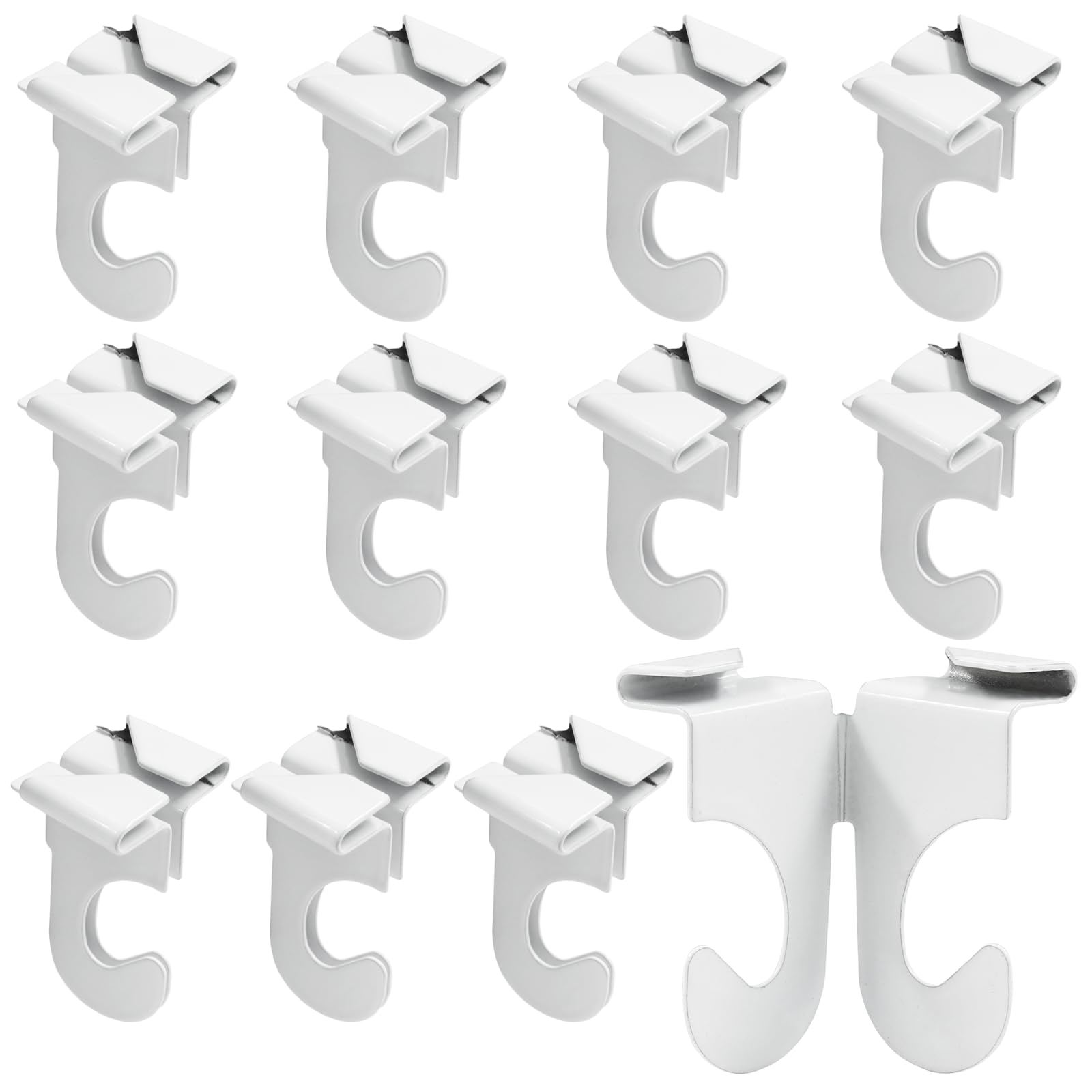 LifCratms 12Pcs Drop Ceiling Hooks, White Zinc Alloy T-Bar Track Clips Suspended Ceiling Hanging Hooks Heavy Duty Ceiling Tile Hooks for Hanging Plants Home Office Classroom Signs Decorations